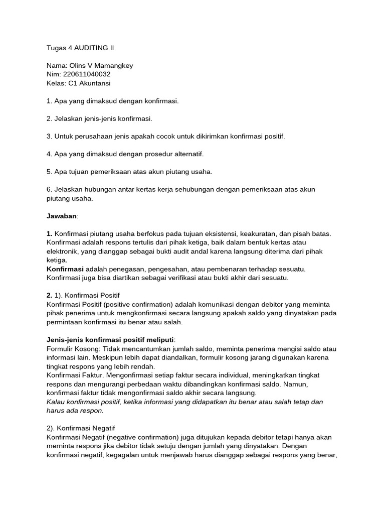 Tugas 4 AUDITING II | PDF