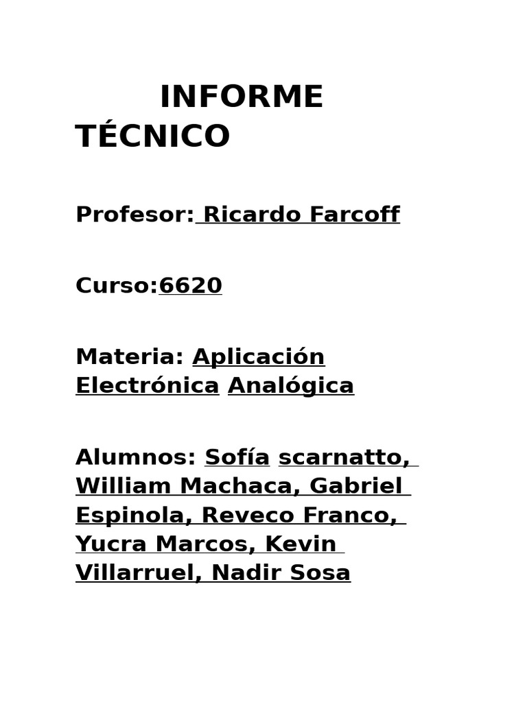 Imforme Tecnico | PDF | Amplificador | Electrónica