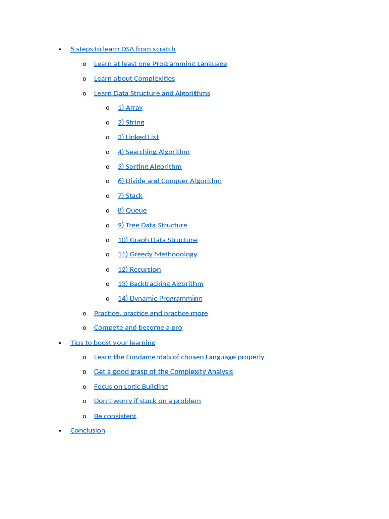 5 Steps To Learn DSA From Scratch | PDF