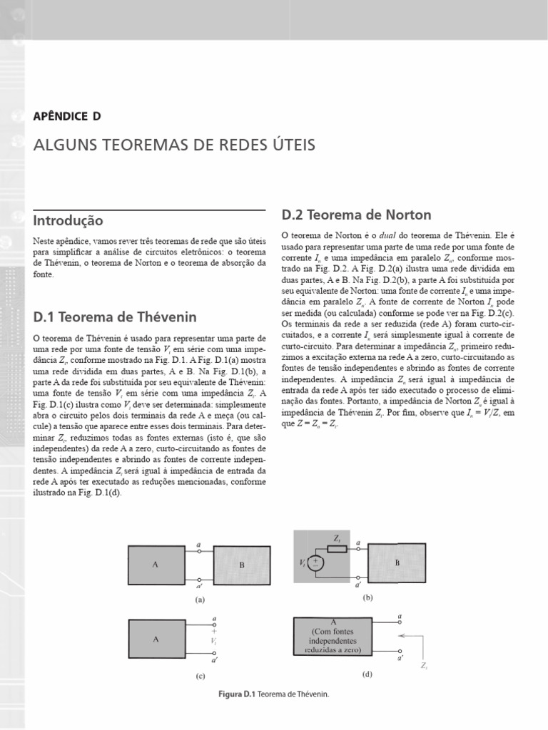 04 - Apêndice D - Alguns Teoremas de Redes Úteis | PDF | Rede elétrica | Engenharia Elétrica