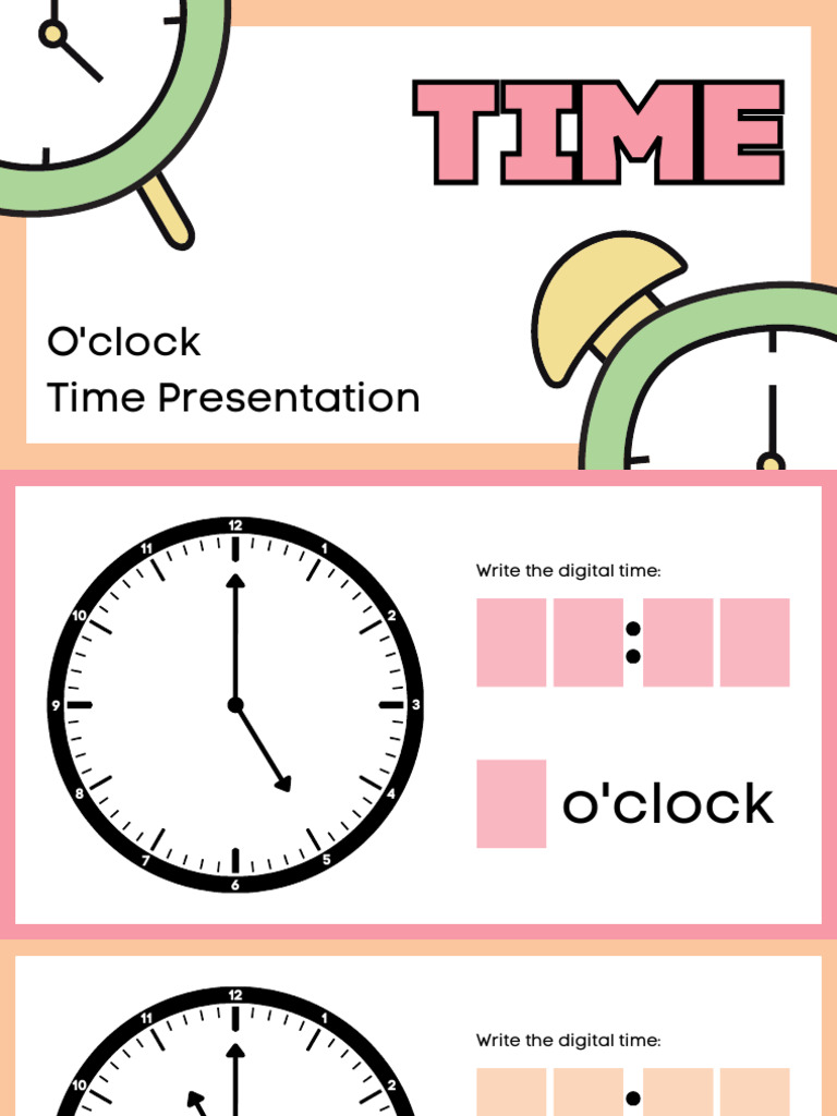 Clock Faces O'clock Mathematics Time Presentation | PDF