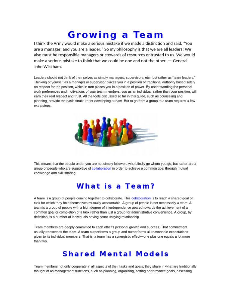 Growing a Team | PDF | Leadership | Goal