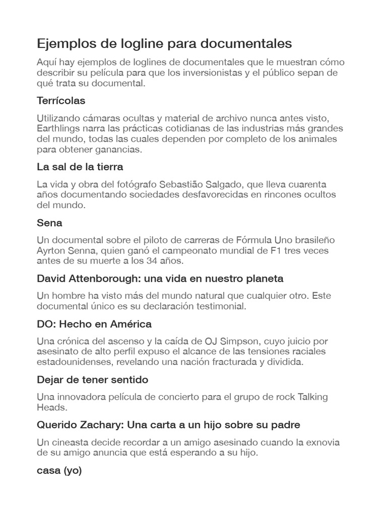 Ejemplos Logline Documentales | PDF | Apolo 11 | Programa Apolo