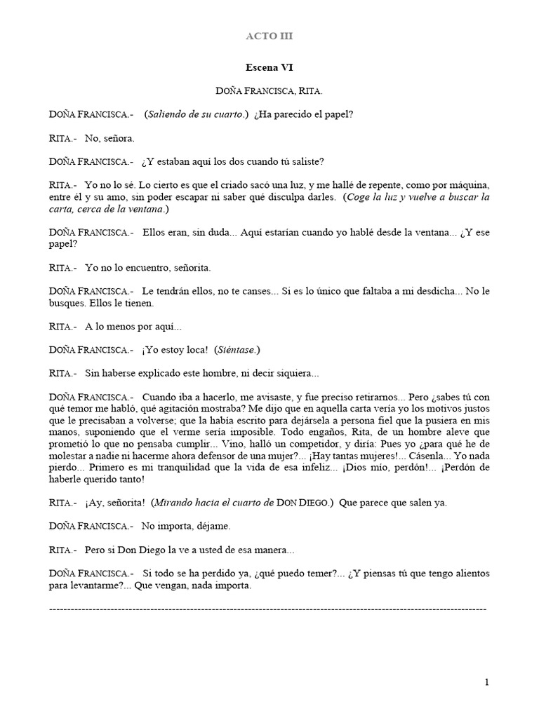ACTO III, El Sí de Las Niñas (Representaciones) | PDF | Amor