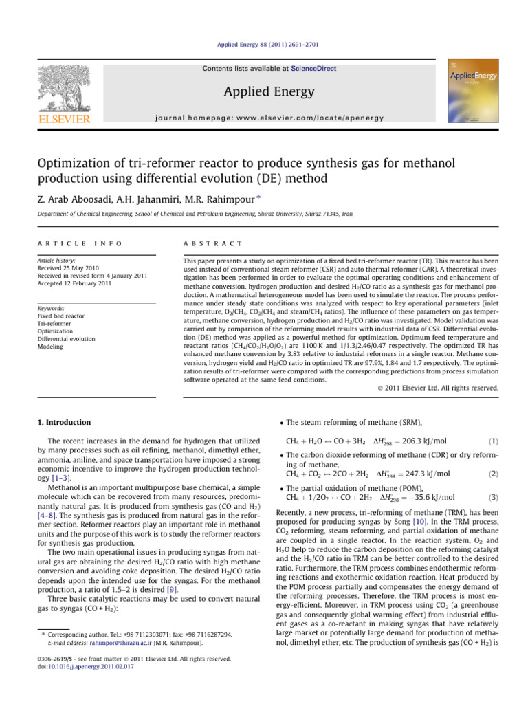 Optimization of Tri Reformer Reactor To | PDF | Methane | Carbon Dioxide