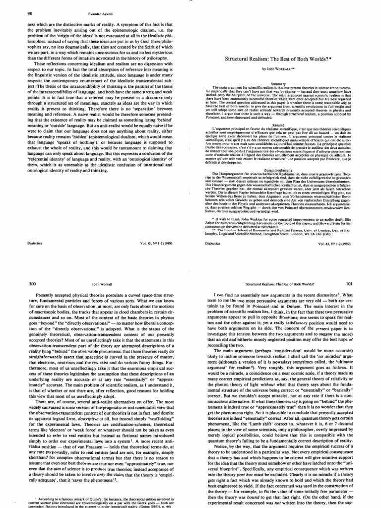 Worrall - Structural Realism-The Best of Both Worlds - 1996 | PDF
