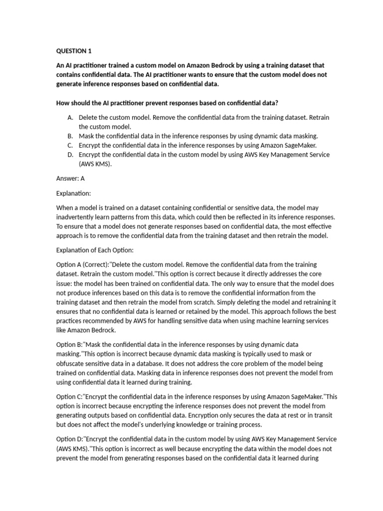 AIF-C01 (87 Questions) | PDF | Machine Learning | Artificial Intelligence