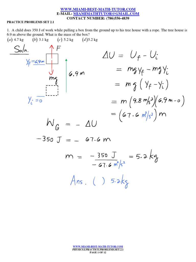 Physics.i.practice.problems.set.2.1 | Force | Mass