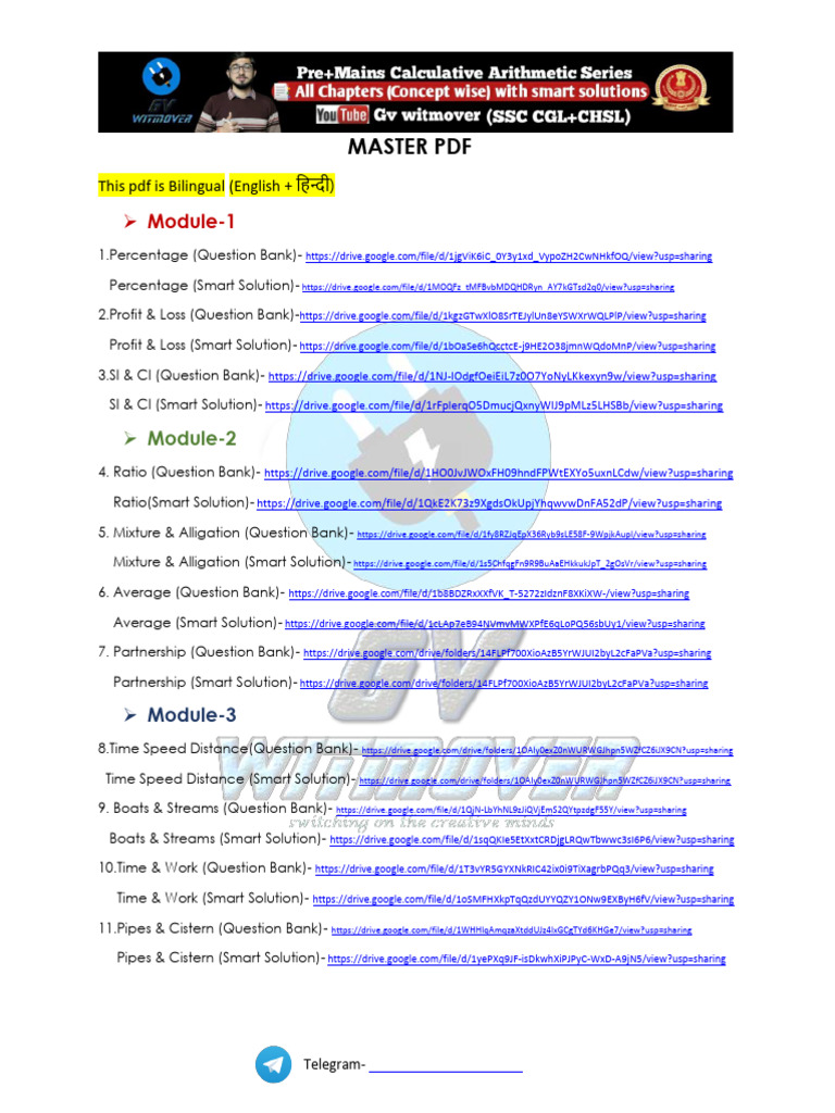 Master PDF of Calculative Arithmetic by GV SIR - 2 | PDF | Arithmetic