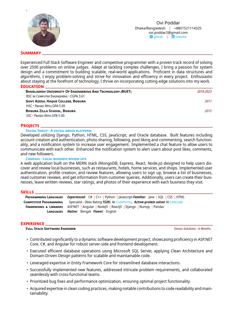 Ovi Poddar CV Updated Final 1 | PDF | Computer Programming | Databases