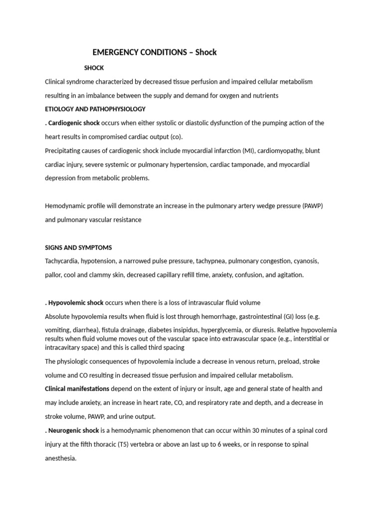 Emergency Conditions | PDF | Shock (Circulatory) | Sepsis