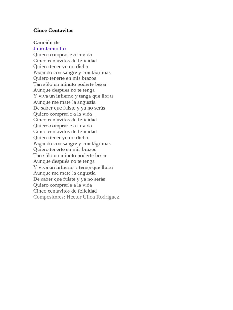 Cinco Centavitos | PDF | Poesía