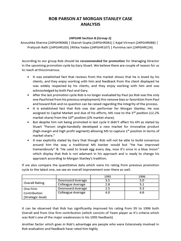 Rob Parson Case Analysis | PDF | Cognition