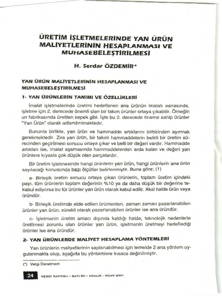 2001-050-Uretim Islerinde Yan Urun Maliyetlerinin Hesaplanmasi Ve ...