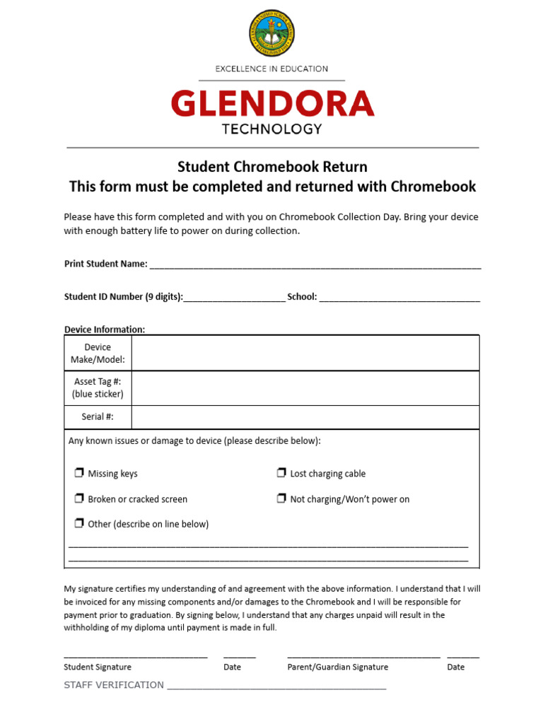 GUSD Chromebook Return - Student | PDF | Finance & Money Management