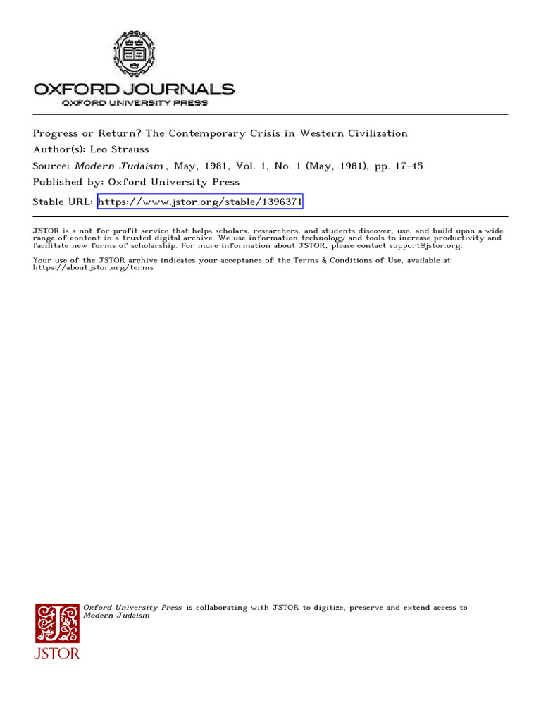 Strauss Progress or Return 1396371 | PDF | Science | Thought