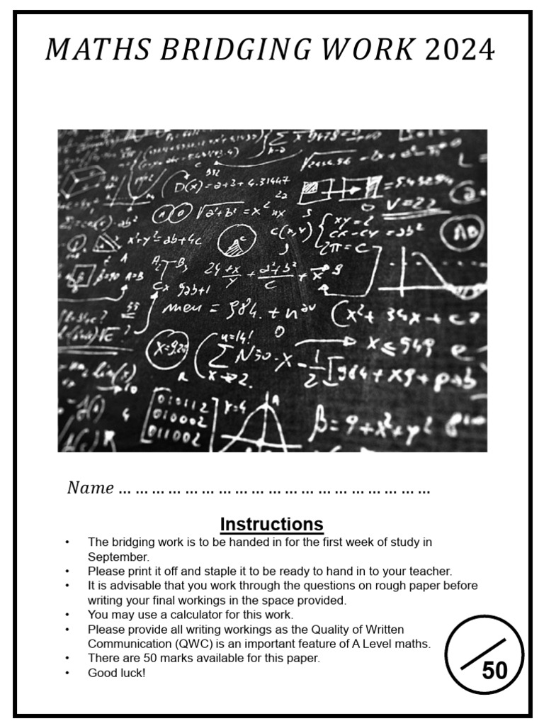 Mathematics Bridging Work 2024 DONE | PDF | Teaching Methods & Materials