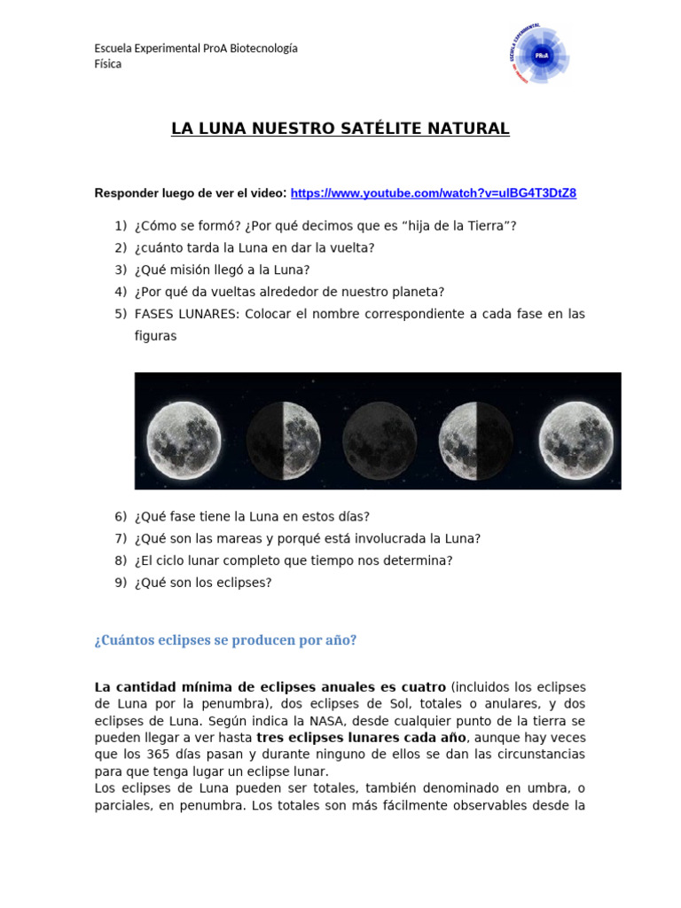 La Luna: Nuestro Satélite Natural | PDF