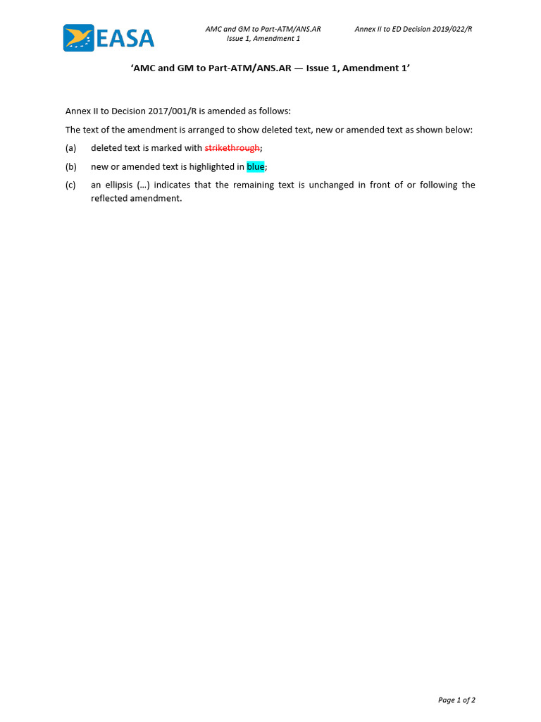 Annex II - AMC and GM To Part-ATM-ANS - AR - Issue 1, Amendment 1 | PDF