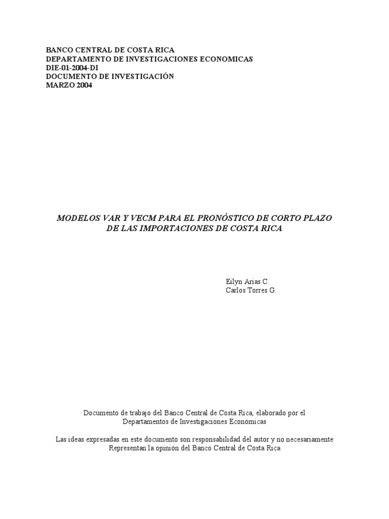 Die-01-2004-Di-modelos Var y VCM para Cos | PDF | Estadísticas ...
