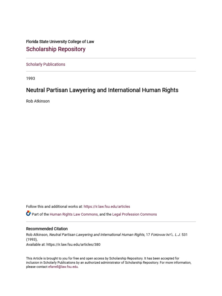 Neutral Partisan Lawyering and International Human Rights | PDF | Politics