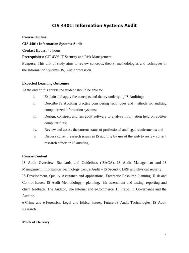 Information Systems Audit Overview | PDF | Audit | Auditor's Report