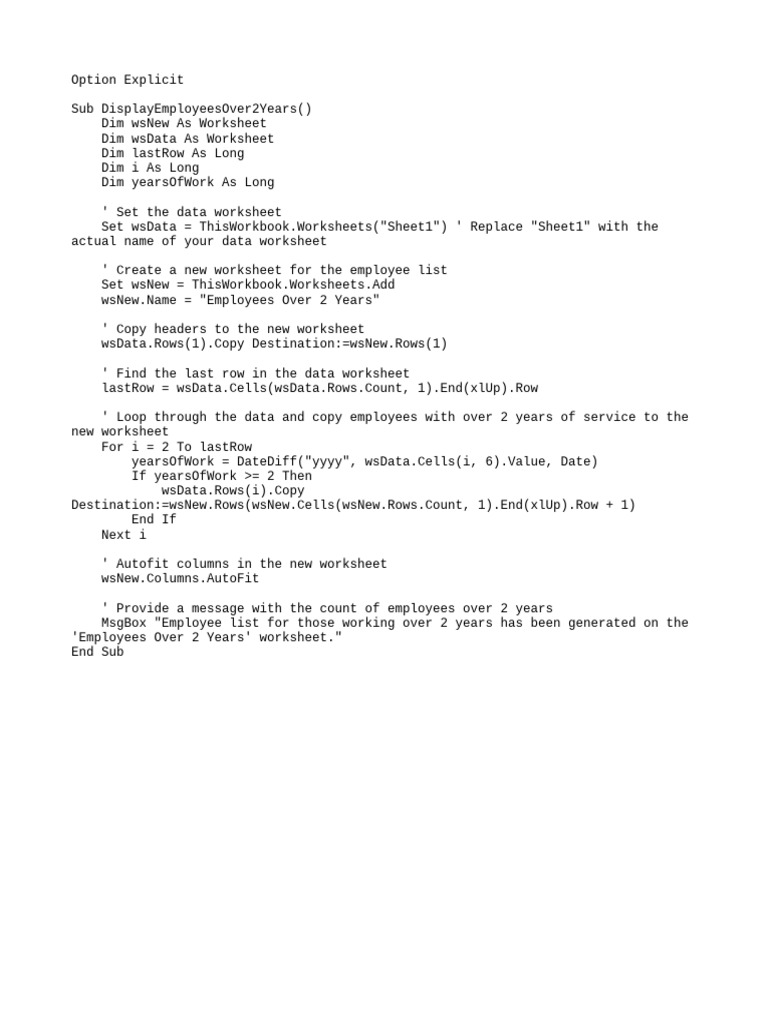 Question No. 21 VBA Code For Practice | PDF | Computers