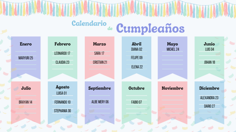 Calendario de Cumpleaños 2023 | PDF
