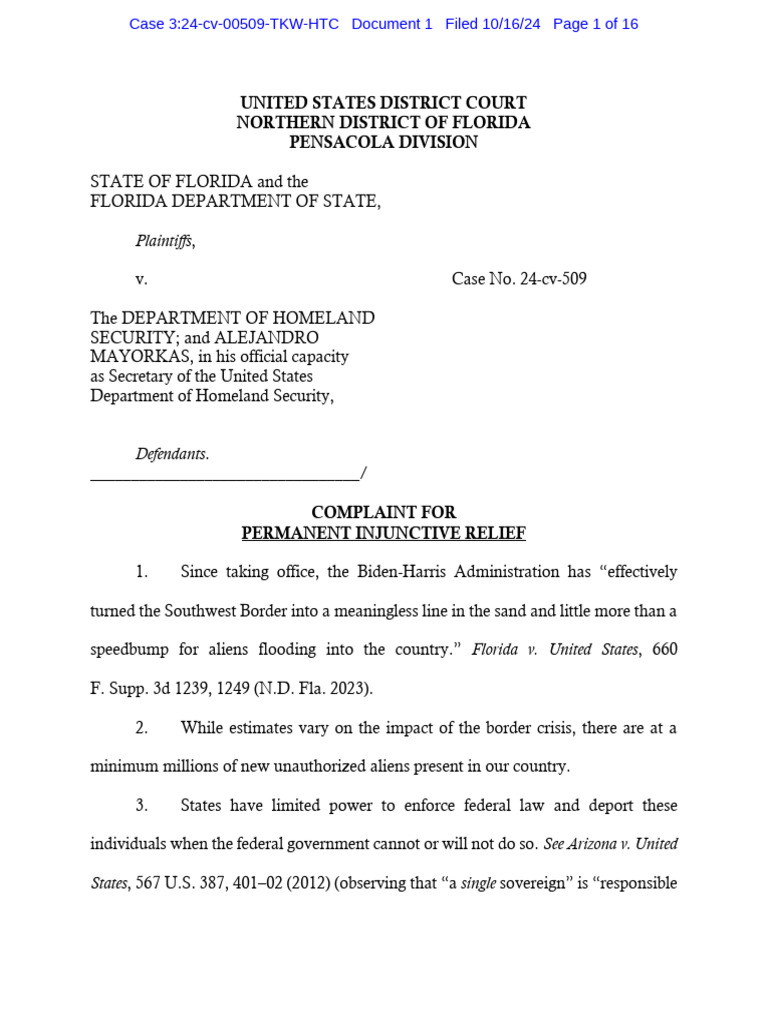 Florida Lawsuit | PDF | Voter Registration | United States Citizenship ...