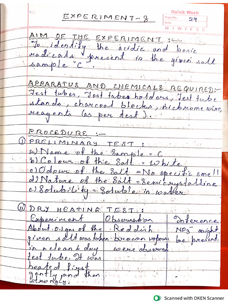 Class 12 Chem Pract Expt 8 | PDF