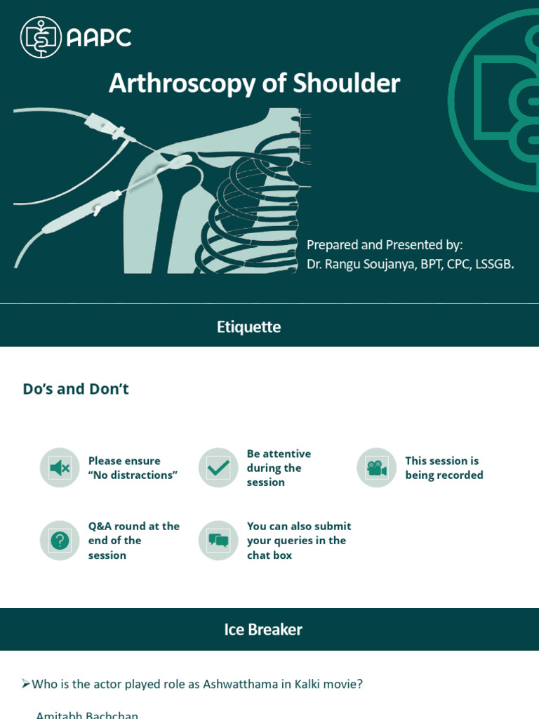AAPC - Arthroscopy of Shoulder Updated PDF | PDF | Shoulder | Human Anatomy