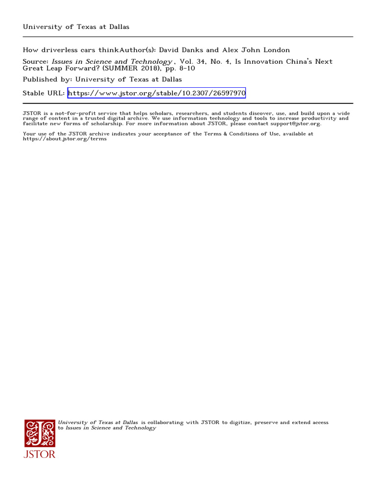 How Driverless Cars Think-David Danks and Alex John London | PDF | Risk ...