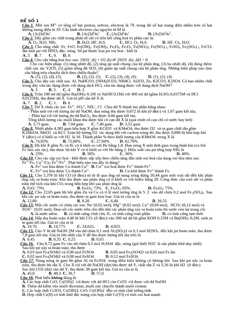 10 đề hóa THPT | PDF