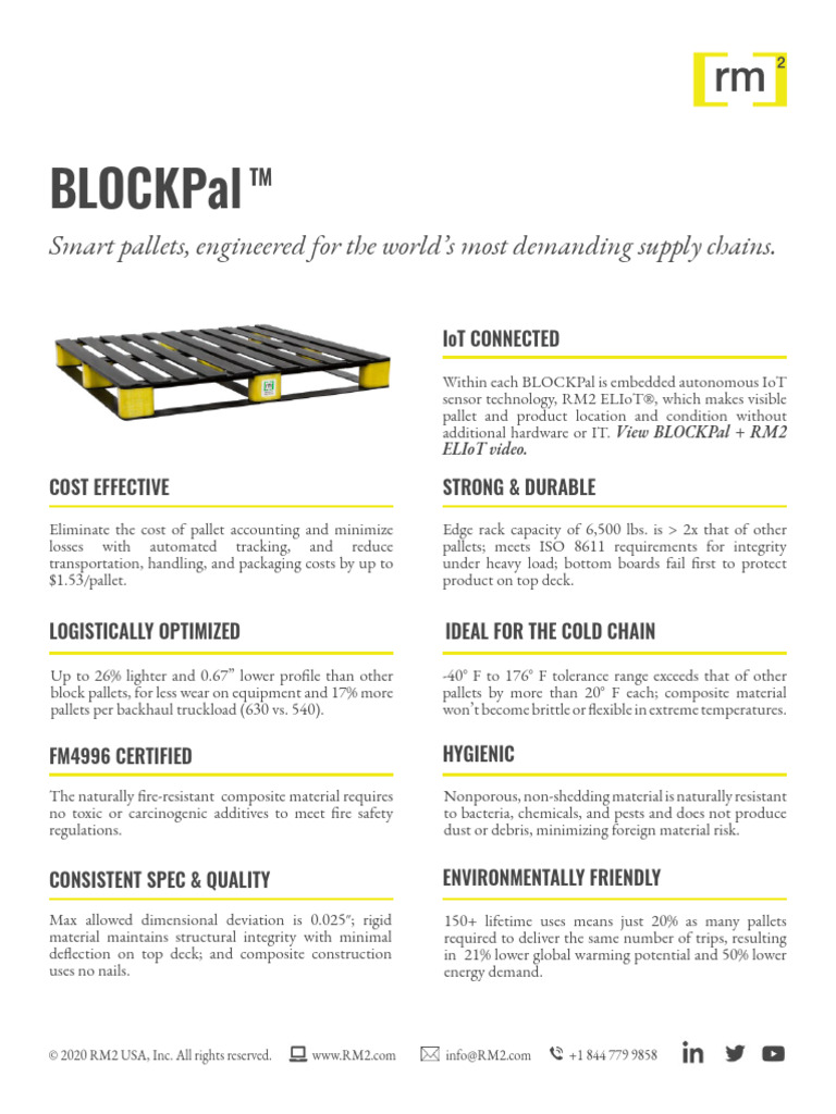 RM2 BLOCKPal Spec Sheet | PDF | Pallet | Internet Of Things