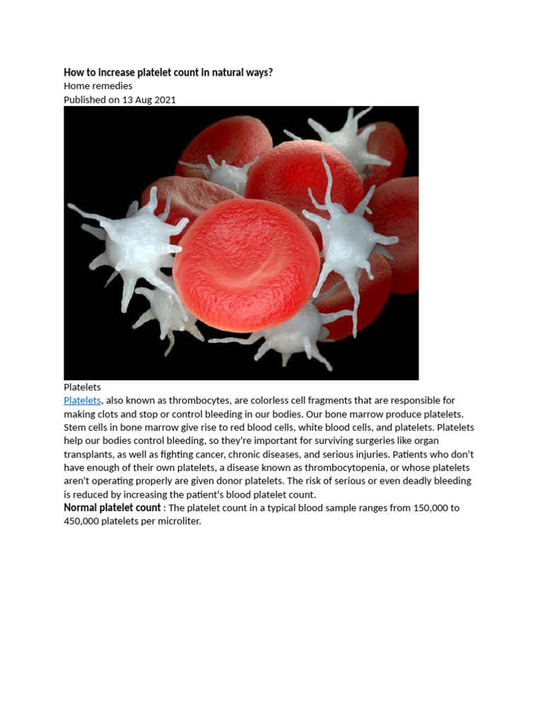 How To Increase Platelet Count in Natural Ways | PDF | Platelet | Foods
