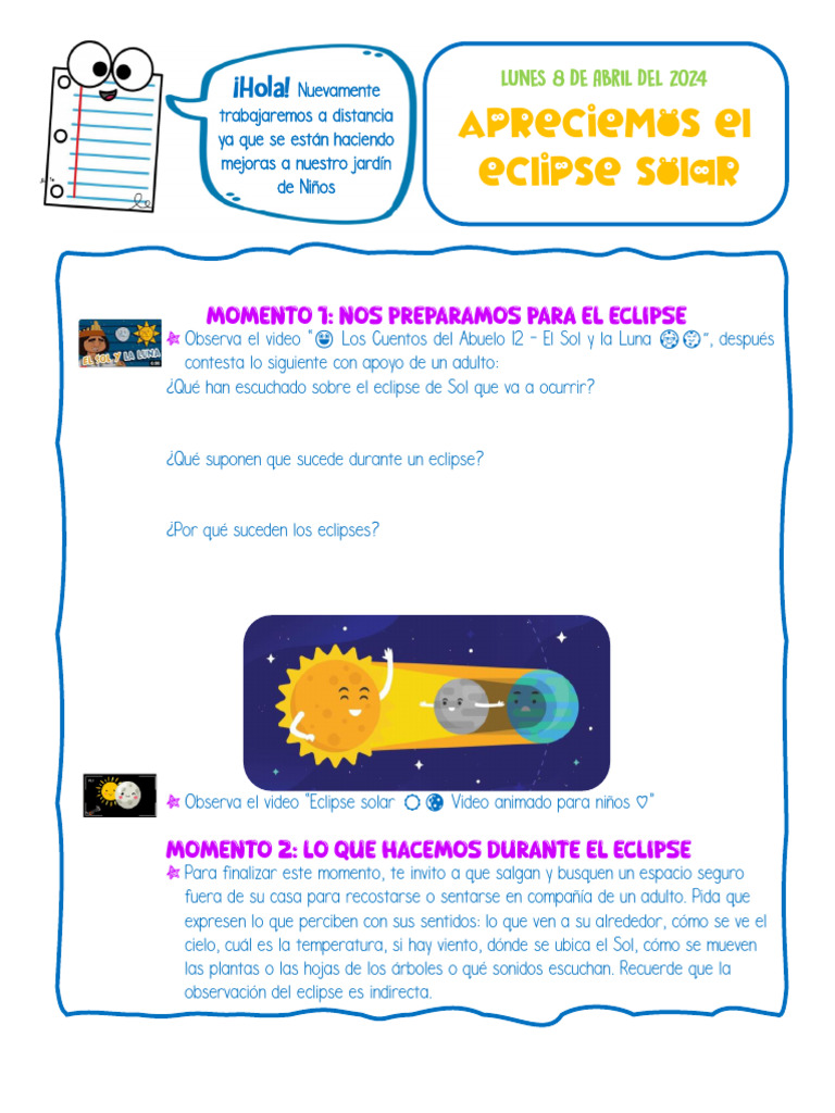 cuadernillo 8 al 12 de Abril 2024 | PDF | Eclipse | Dom