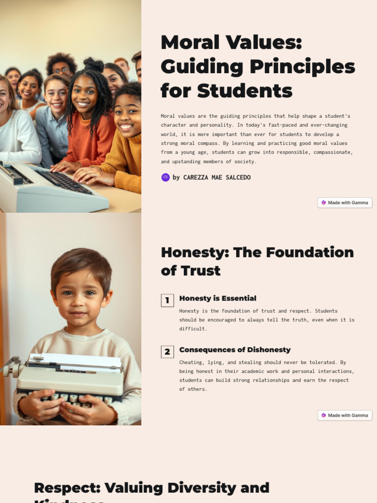 Moral Values Guiding Principles For Students | PDF | Psychological ...