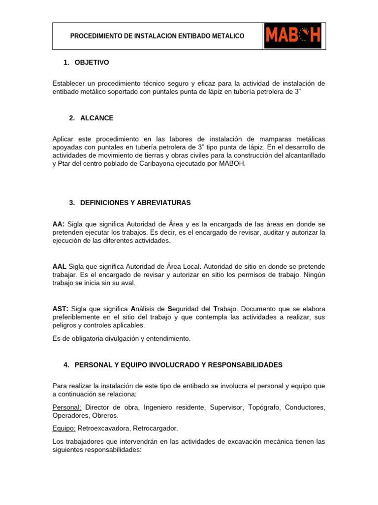 Instalación de Entibado Metálico | PDF | Contaminación | Residuos