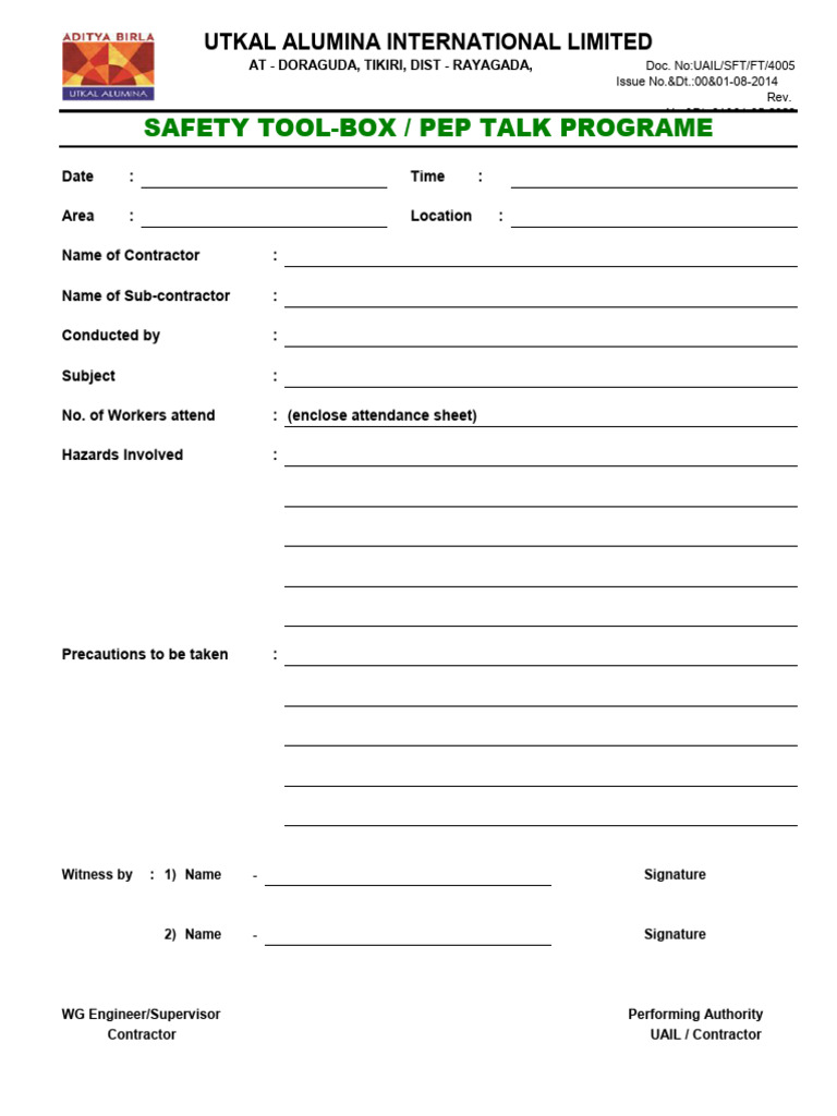 05.Safety Tool Box Talk | PDF