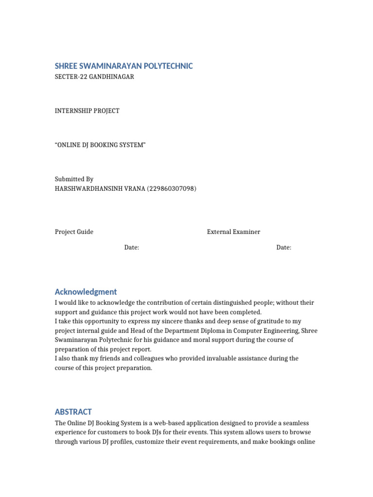Online Dj Booking System Report | PDF | Usability | Computing