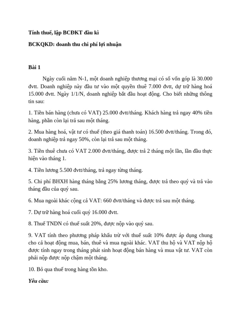 BT lập BCTC - QTTC | PDF