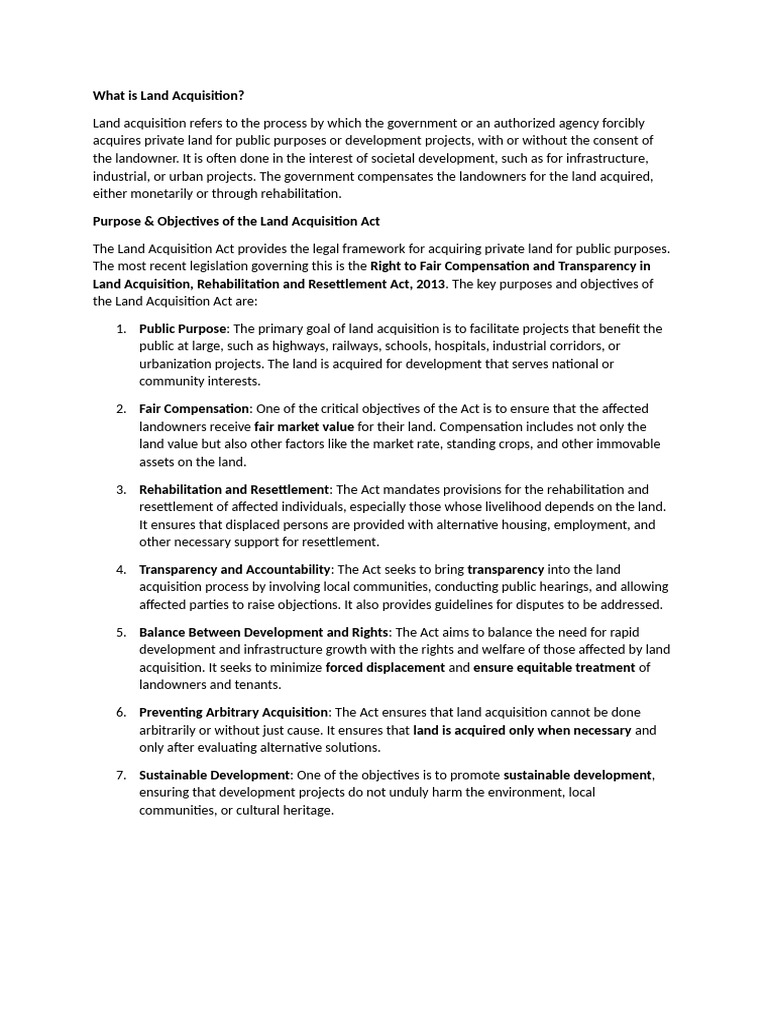What Is Land Acquisition? | PDF | Easement | Book Value