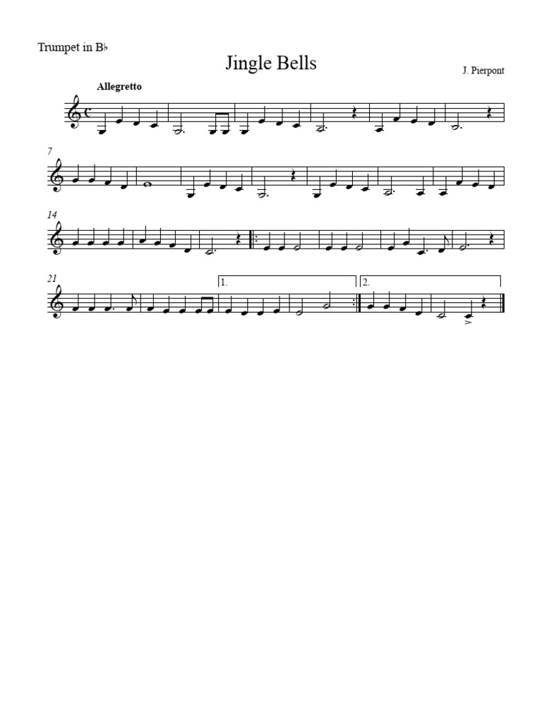 Trumpet Sheet Music: Jingle Bells | PDF