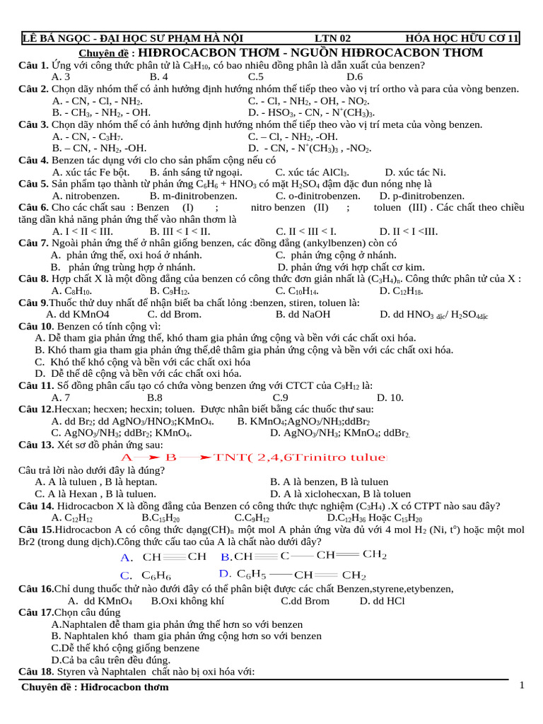 Hidrocacbon Thơm - TN 02 | PDF