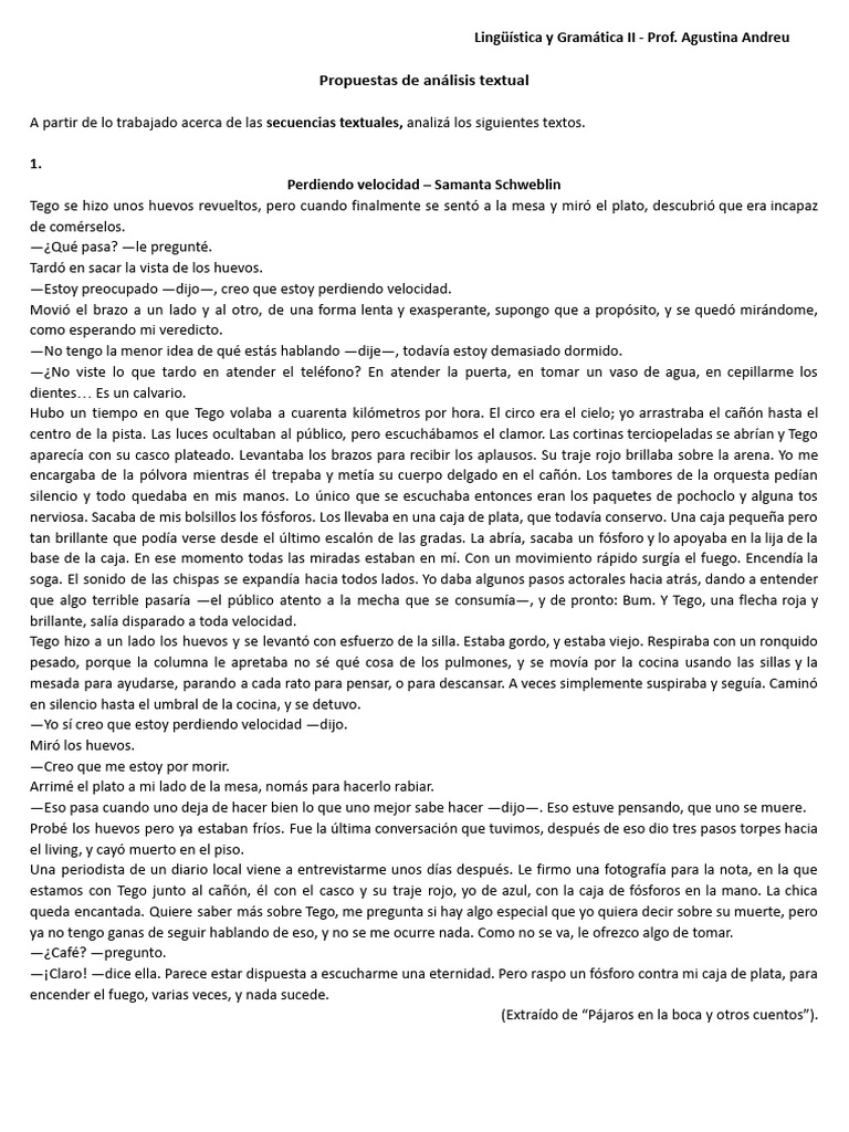 Propuestas de analisis textual | PDF