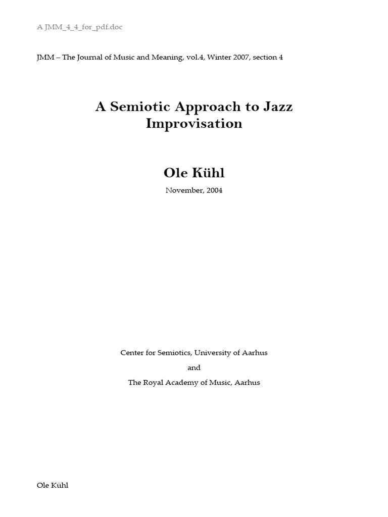 A Semiotic Approach To Jazz Improv | PDF | Chord (Music) | Harmony