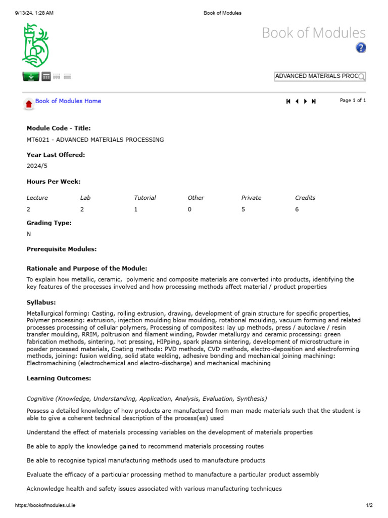Advanced Materials Processing Module | PDF | Materials Science ...