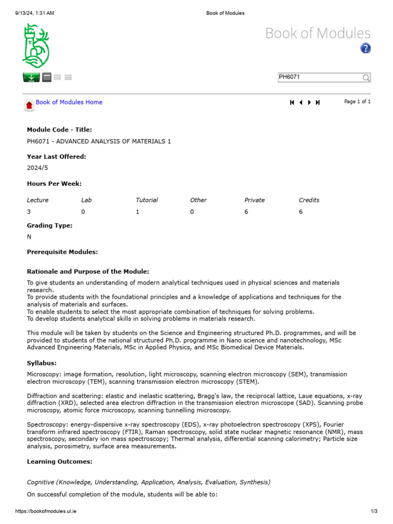 Advanced Materials Analysis Techniques | PDF | Microscopy | Spectroscopy