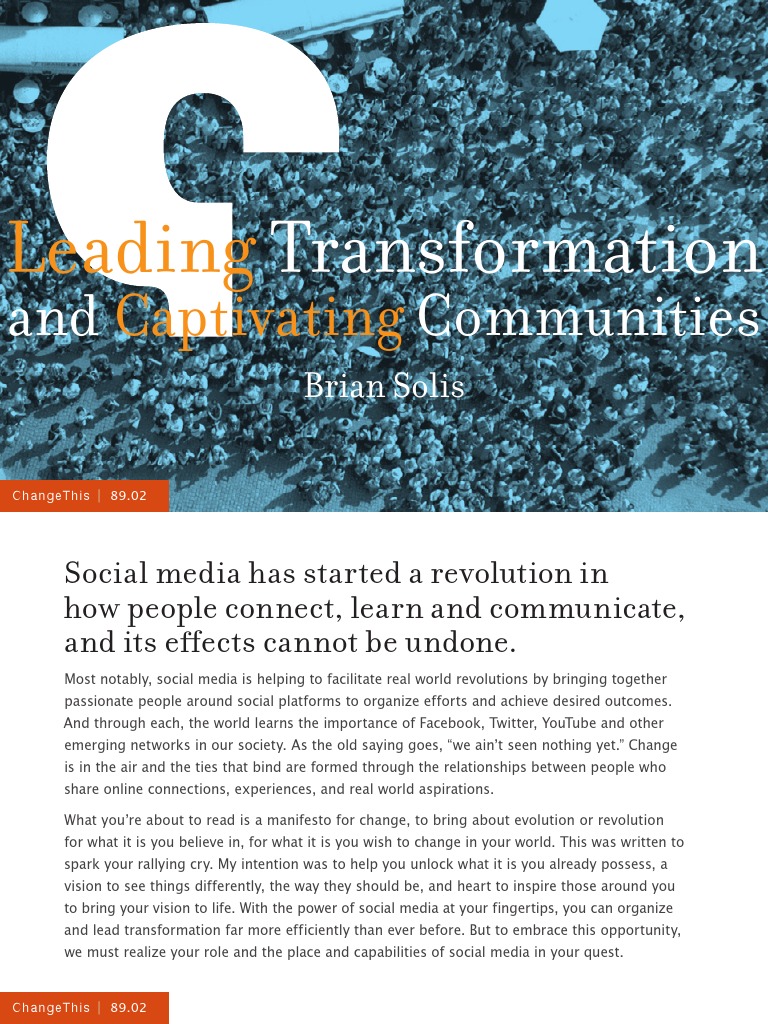 The Change Manifesto: Leading Transformation & Captivating Communities | PDF