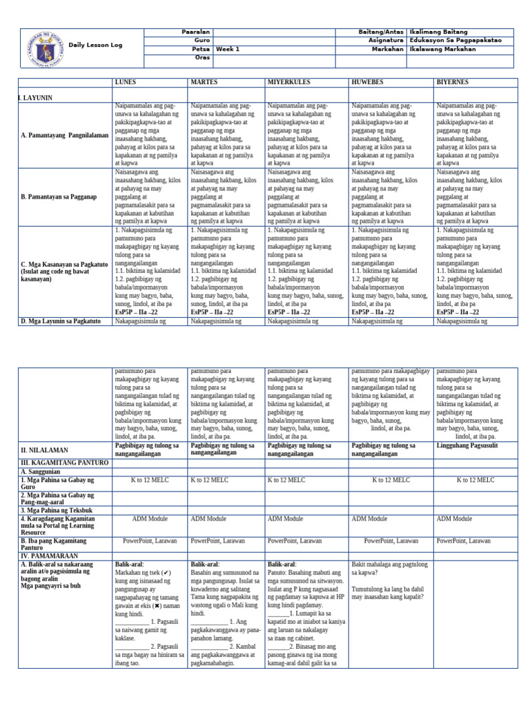 DLL WEEK 2 ESP | PDF